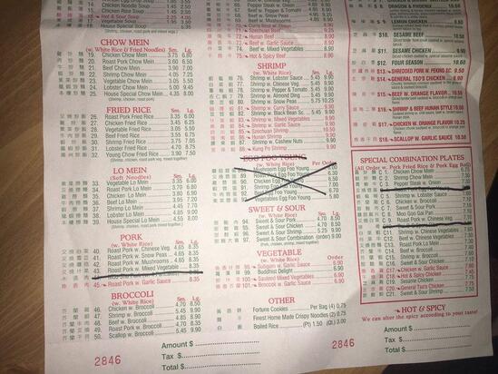 Menu at Food King Restaurant, Westfield