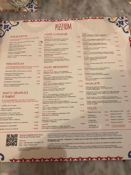 Menu da Pizzium - Verona Via IV Novembre 15/A ristorante, Verona