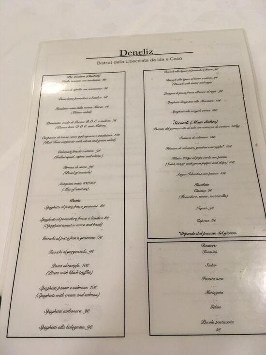 Menu da La Libecciata da Ida e Cocó ristorante, Imperia, Via Sebastiano ...