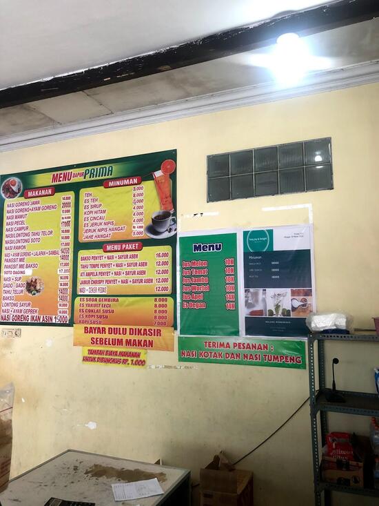 Menu at Dapur Prima, Malang