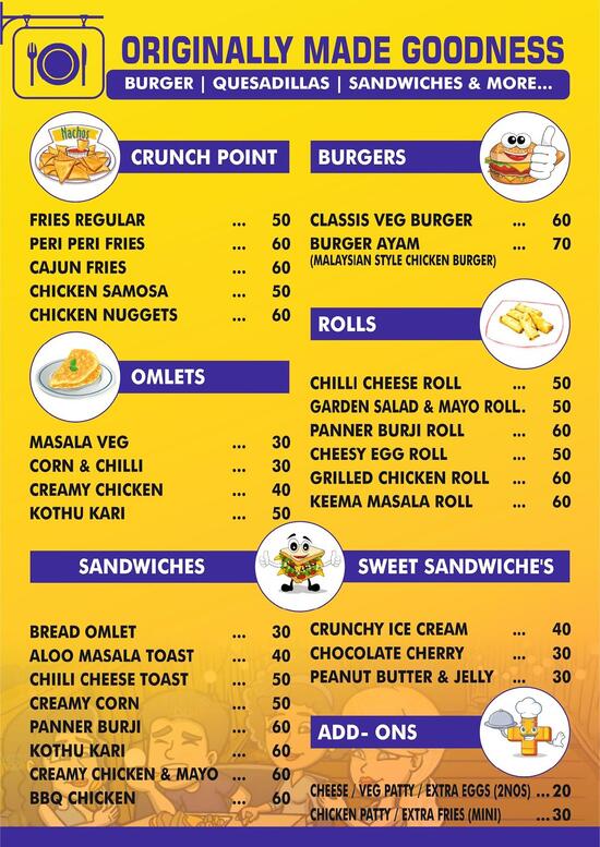 Menu at OMG - ORGINALLY MADE GOODNESS INTVSTREET FOOD, Chennai