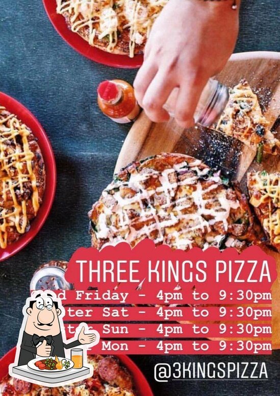 Menu at Three Kings Pizza restaurant, Mermaid Waters, Waterway Village