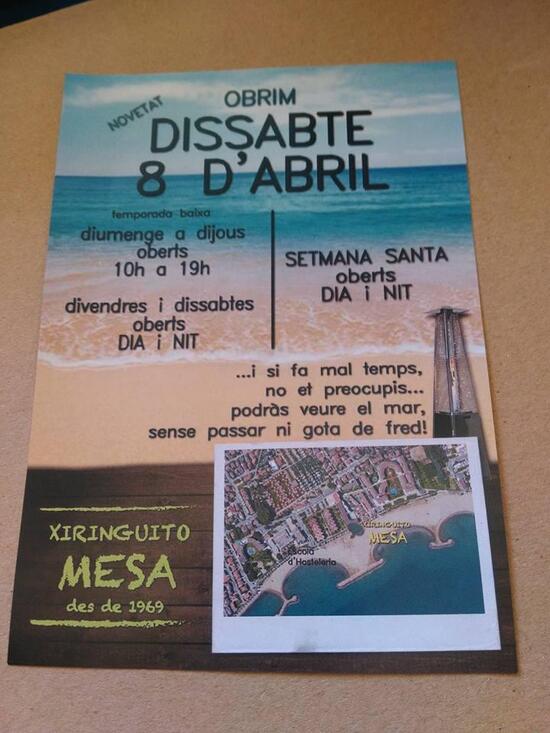 Menu at Xiringuito Mesa pub & bar, Cambrils