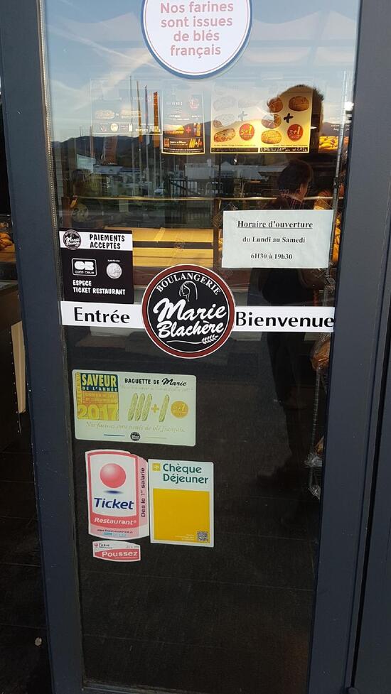 Menu at Bakery Marie Blachere, Anthy-sur-Léman