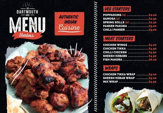 Menu at The Dartmouth Arms pub & bar, Wolverhampton