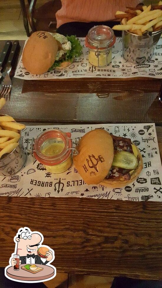 Menu at Hell's Burger restaurant, Varberg