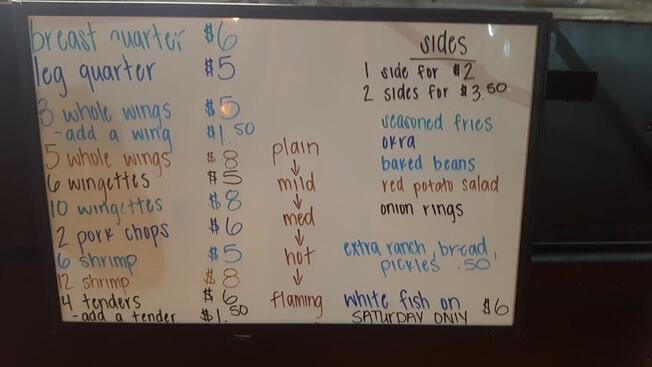 Menu at The Flaming Bird restaurant, Nashville