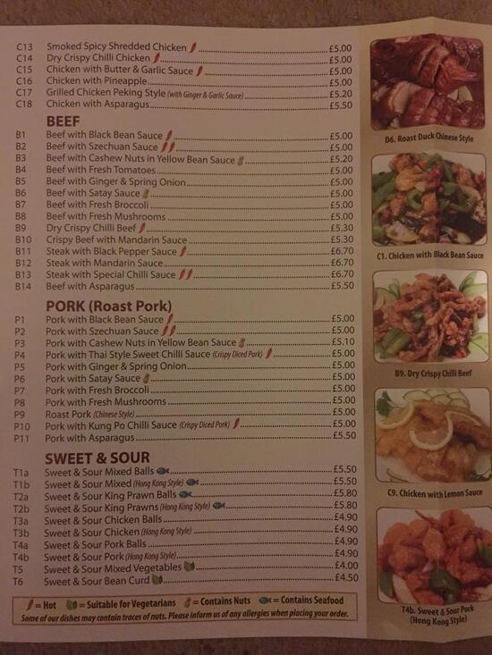 Menu at The Mandarin restaurant, Stowmarket, Stowmarket Rd