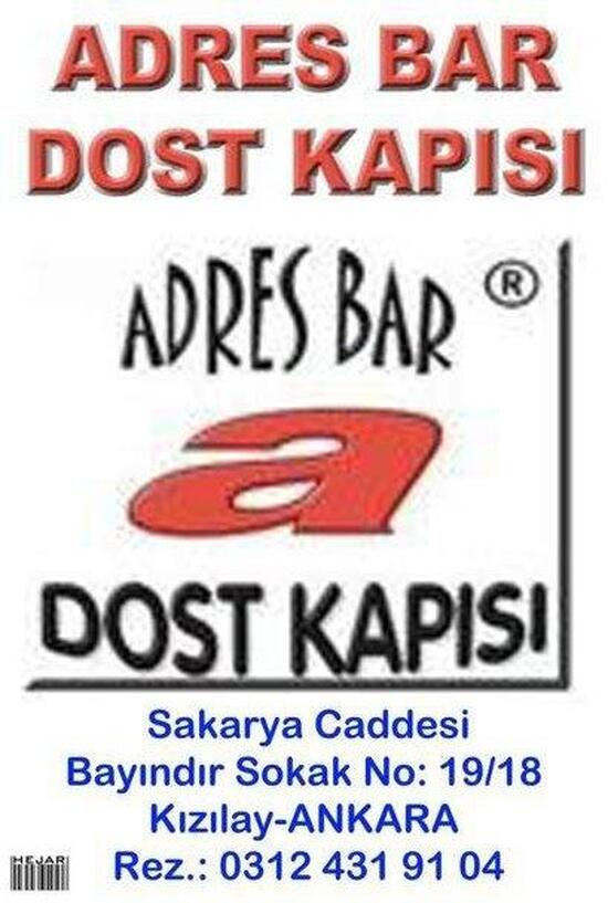 Menu at Adres Bar, Ankara, Bayindir Sok. No:19 D:17