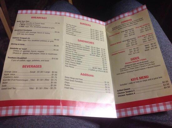 Menu at Grandma's Hands restaurant, Milwaukee