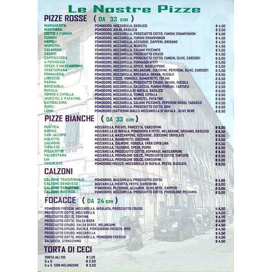 Menu at Il Pizzicotto restaurant, Livorno, Via San Jacopo In Acquaviva