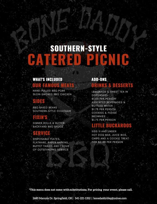 Menu at Bone daddy BBQ, Springfield