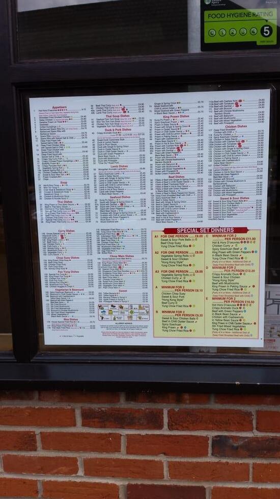 Menu at Great China fast food, Watton