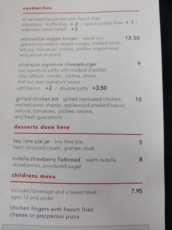 Menu at Trilogy Restaurant, Coconut Creek