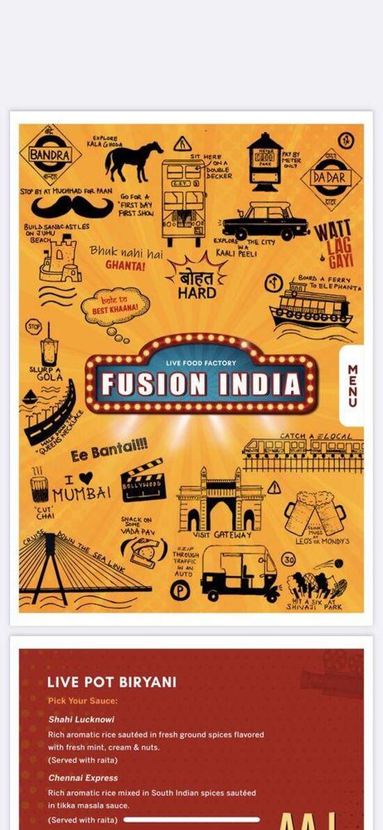 Menu at Fusion India restaurant, Bothell
