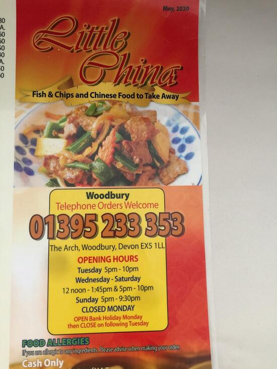 Menu at Little China fast food, Exmouth