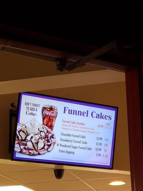 Menu at Six Flag funnel cake corner, Vallejo
