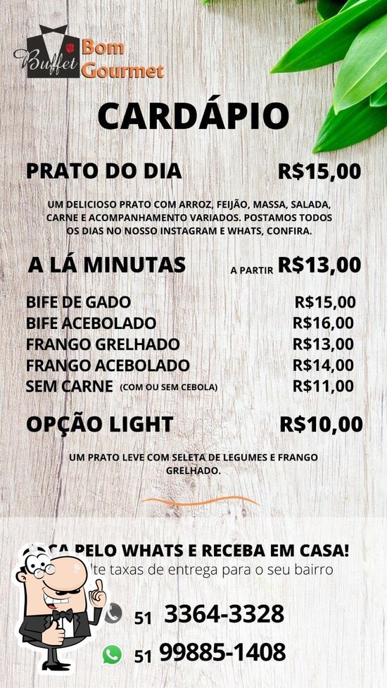 Menu at Restaurante Bom Gourmet, Porto Alegre
