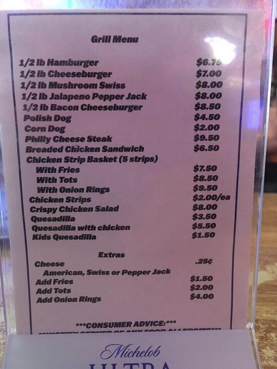 Menu at Pop's Inn pub & bar, Park City, 117 1st St SW