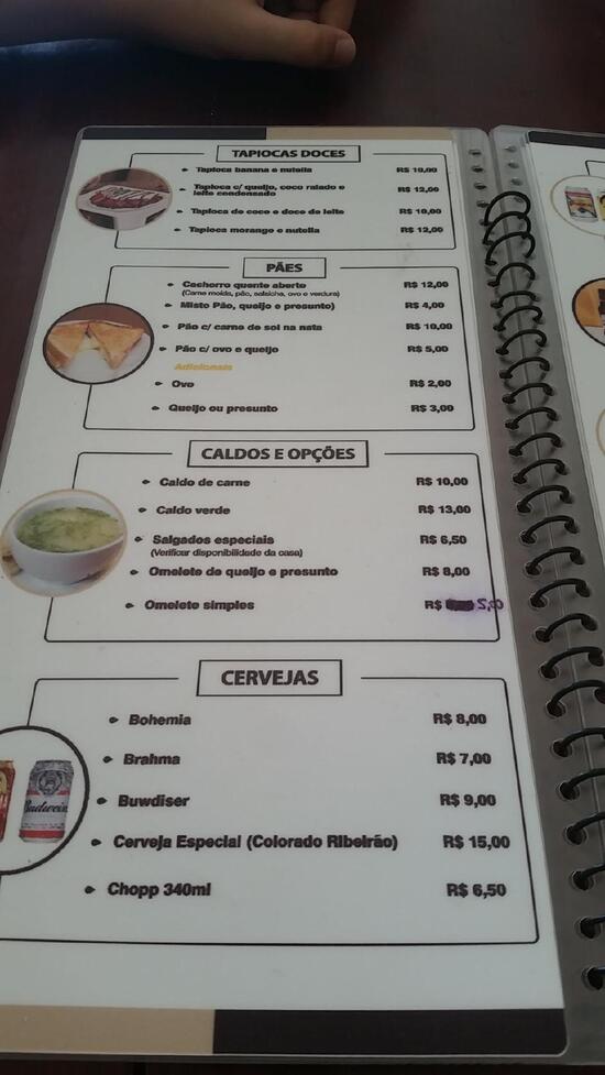 Menu at Ventura Bistrô restaurant, Luís Correia