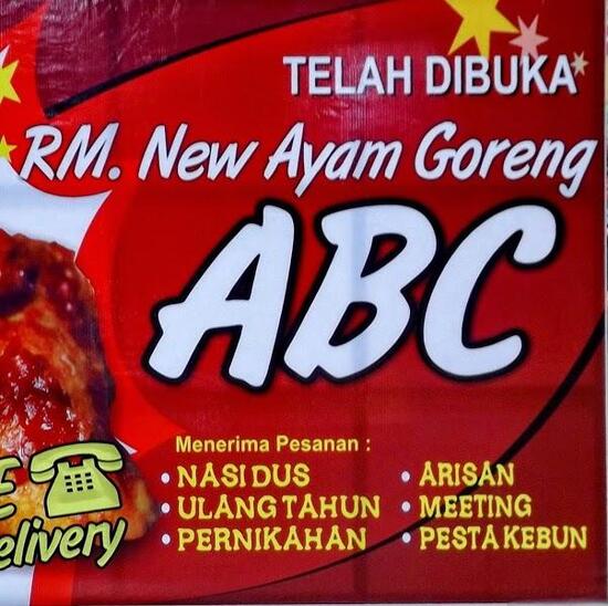 Menu at New Ayam Goreng ABC fast food, Banjarnegara
