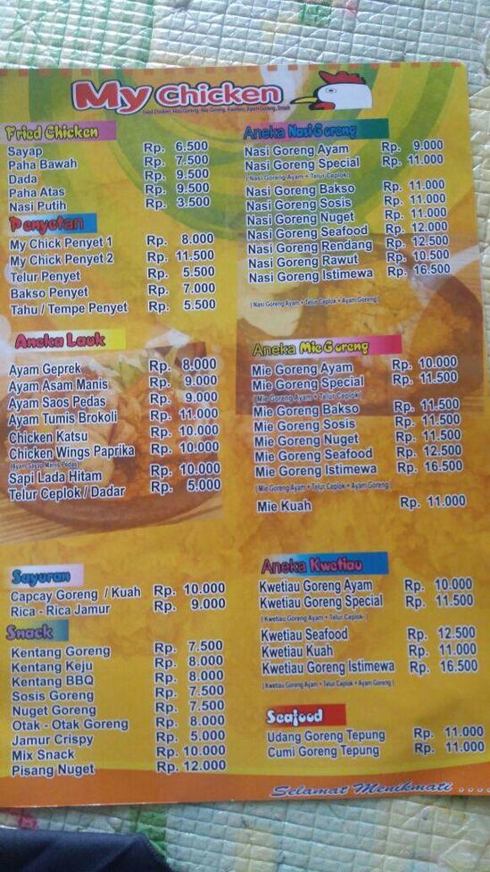 Menu at My Chicken Resto & Cafe, Kudus, Jl. Pramuka No.32