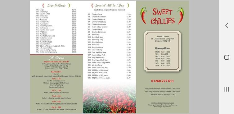Sweet Chillies in Congleton - Restaurant reviews