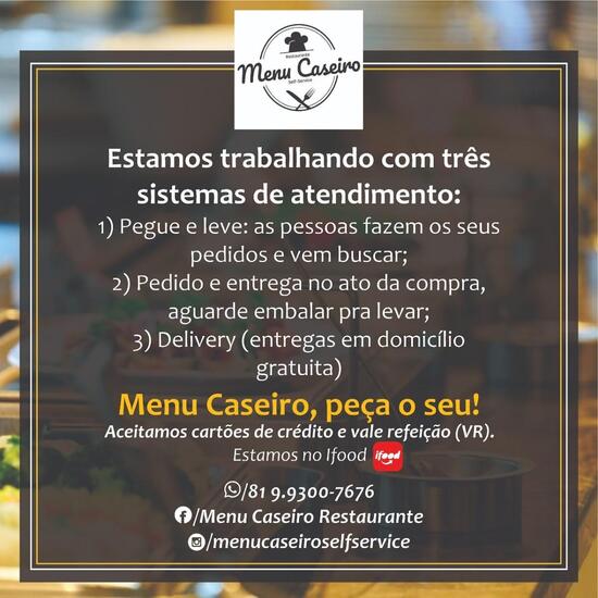 Menu em Restaurante Menu Caseiro, Jaboatão dos Guararapes