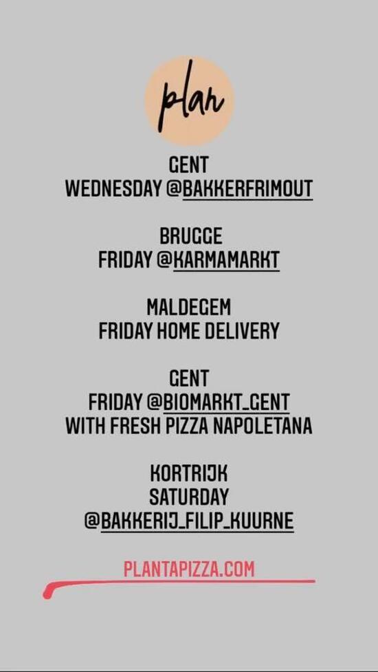 Menu at Plant A Pizza, Ghent