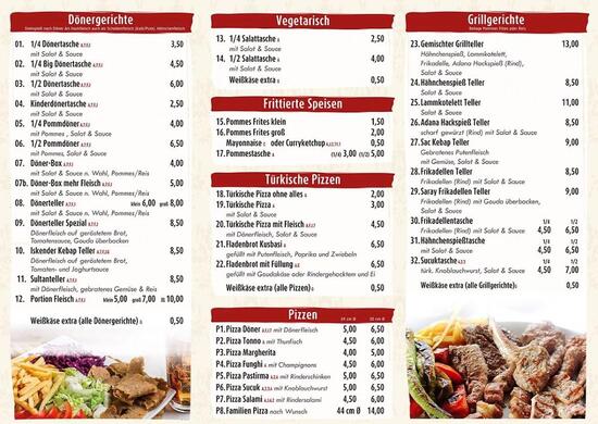 Speisekarte von Sultan Döner pub & Bar, Werdohl