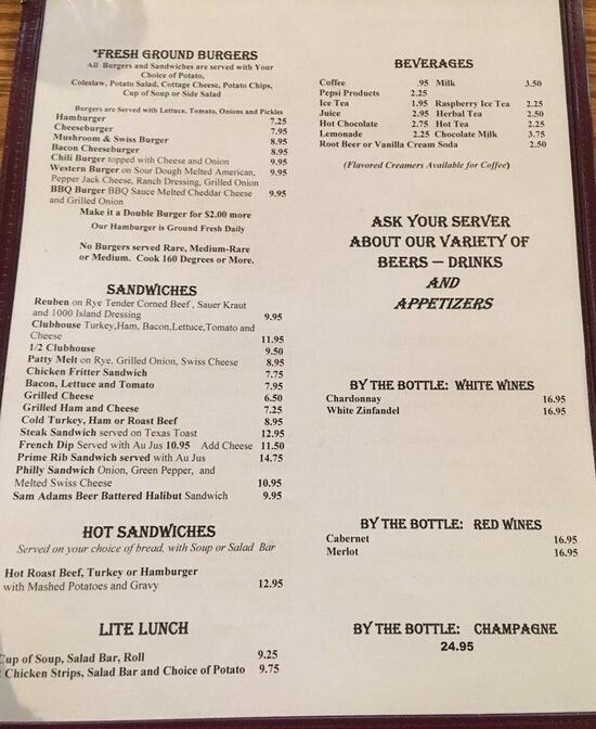 Menu at Western Empire Emporium restaurant, Billings