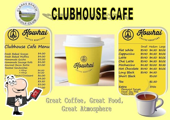 Menu at Clubhouse Cafe, Clarks Beach