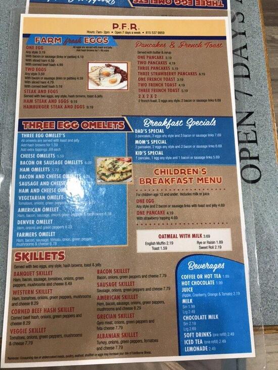 Menu at Prophet Family Restaurant, Prophetstown