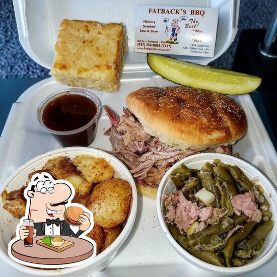 Menu at Fatback's Barbecue, Dayton