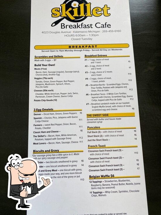 Menu at Skillet cafe, Kalamazoo
