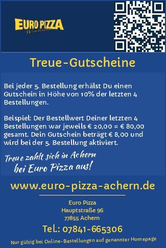 Carta de Euro Pizza Achern, Achern