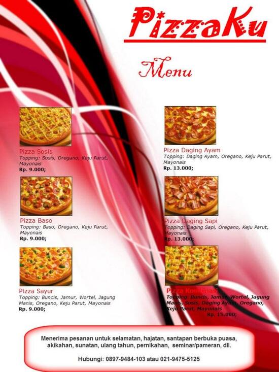 Menu at PIZZAKU Bistro & Cafe, Badak Baru