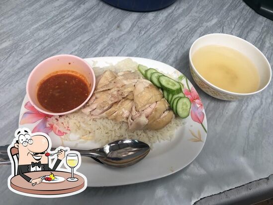 Menu at Nai Chart's Khao Man Gai restaurant, Samut Prakan