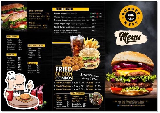 Menu at Burger Nest Kochi, Ernakulam, 1st floor of Relax Inn