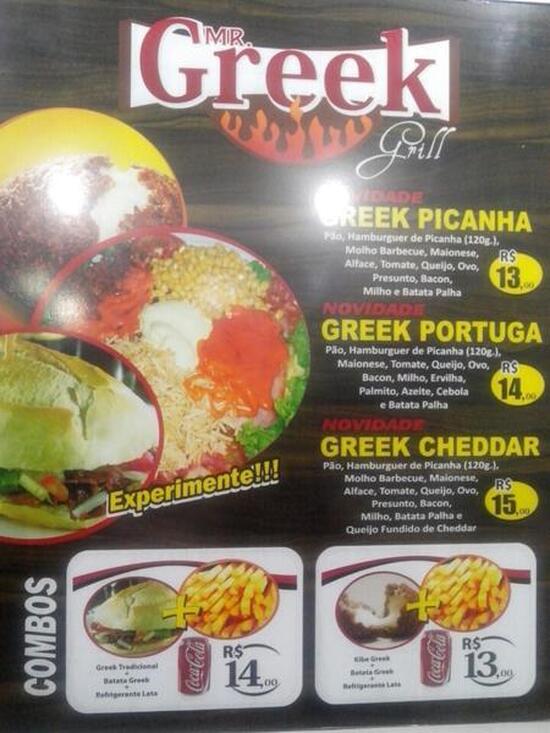 Menu at Mr. Greek cafe, Varginha, S Charbel 25
