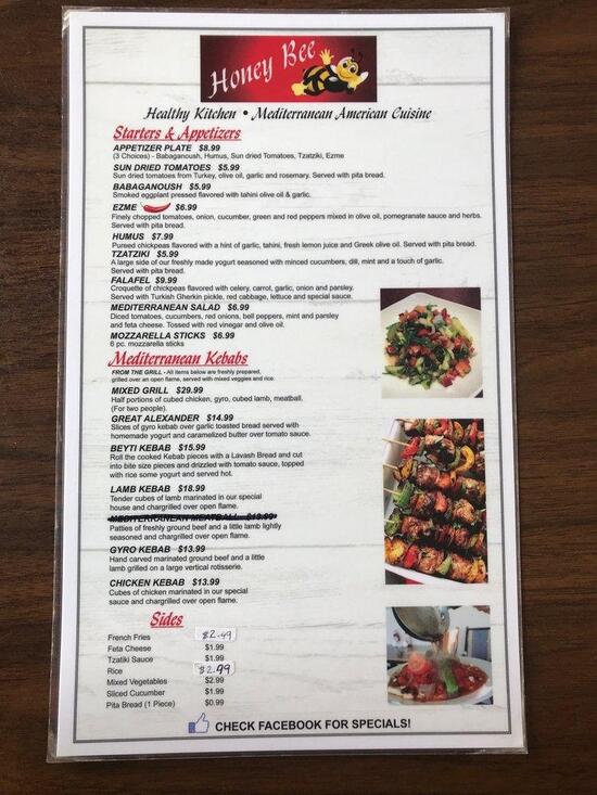 Menu at Honey Bee restaurant, Bellefontaine