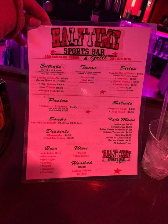 Menu at Halftime Bar & Food, Mobile
