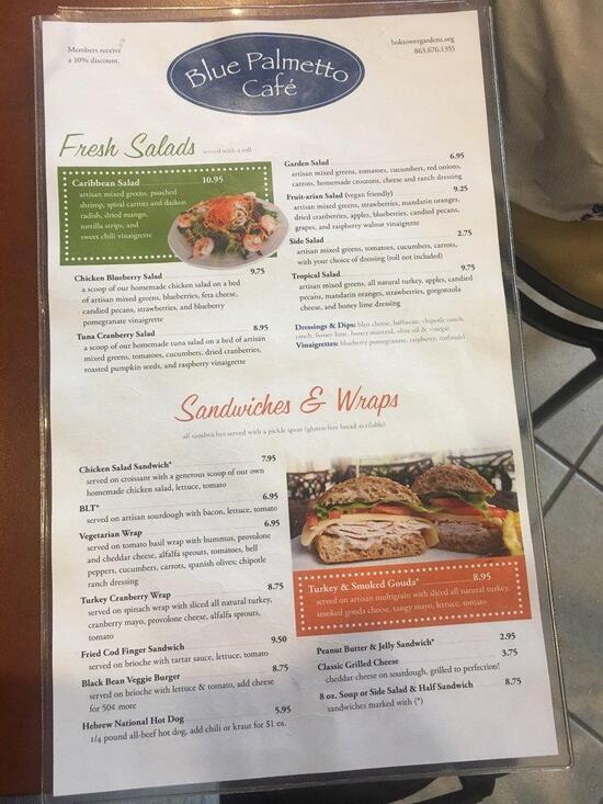 Menu at Blue Palmetto Cafe, Lake Wales, Tower Blvd