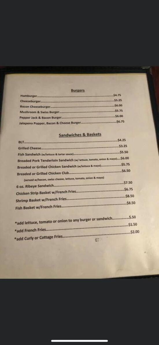 Menu at Buzzards pub & bar, New Albin