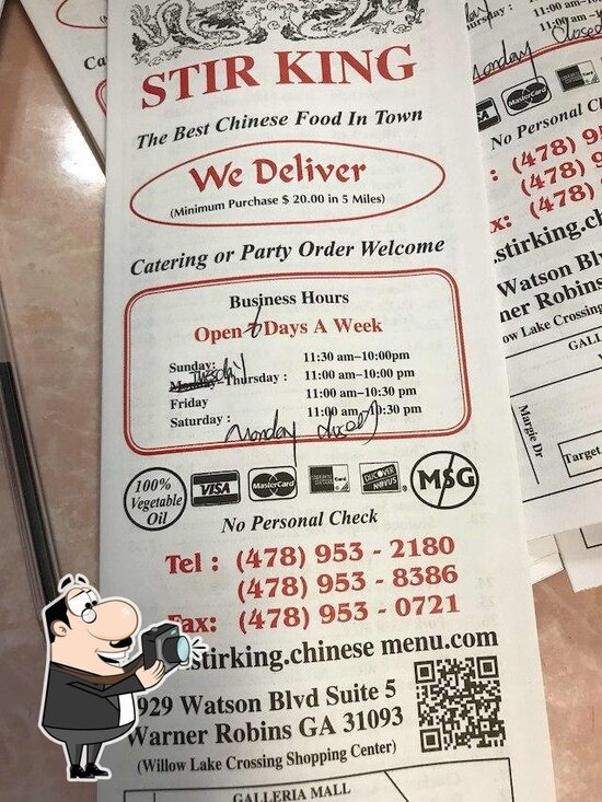 Menu at Stir King restaurant, Warner Robins