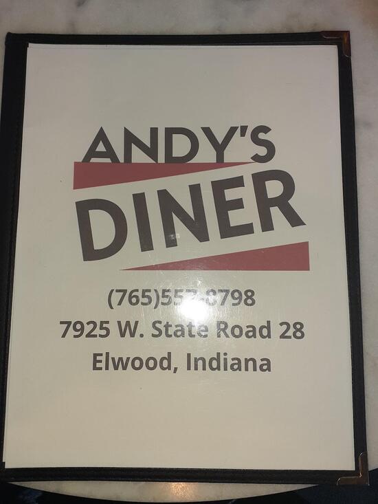 Menu at Andy's Diner restaurant, Elwood