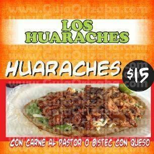 Menu at Los Huaraches, Orizaba