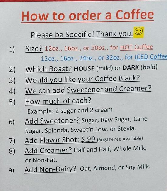 Menu at JT Java House restaurant, Lancaster