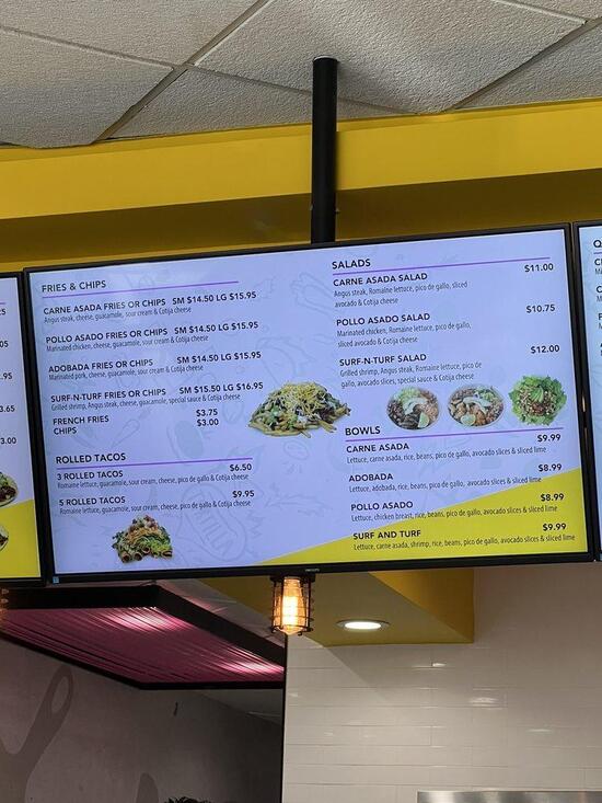 Menu at Acapela Modern Mex restaurant, Los Angeles