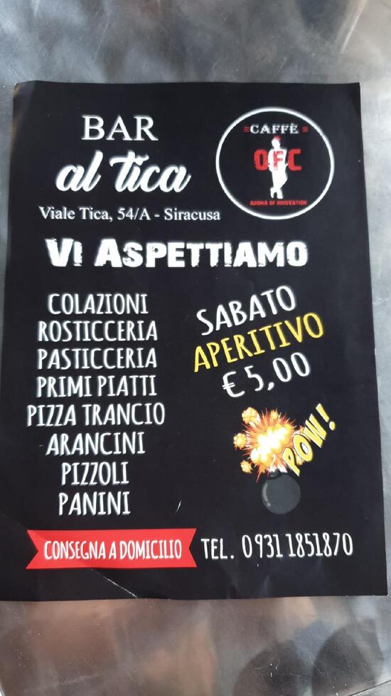Menu at Al tica pub & bar, Catania